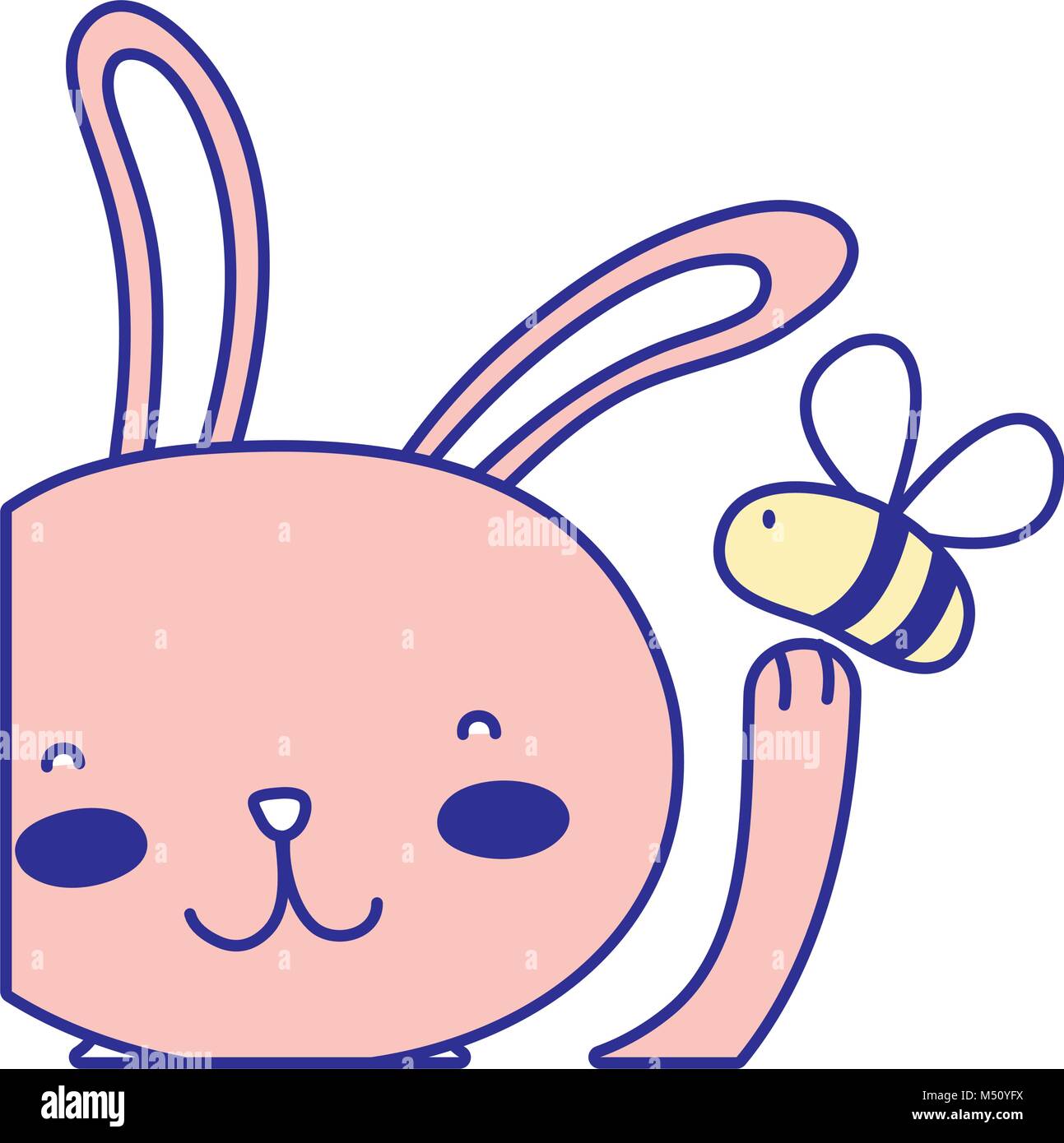 full color cartoon rabbit with bee insect flying Stock Vector Image ...