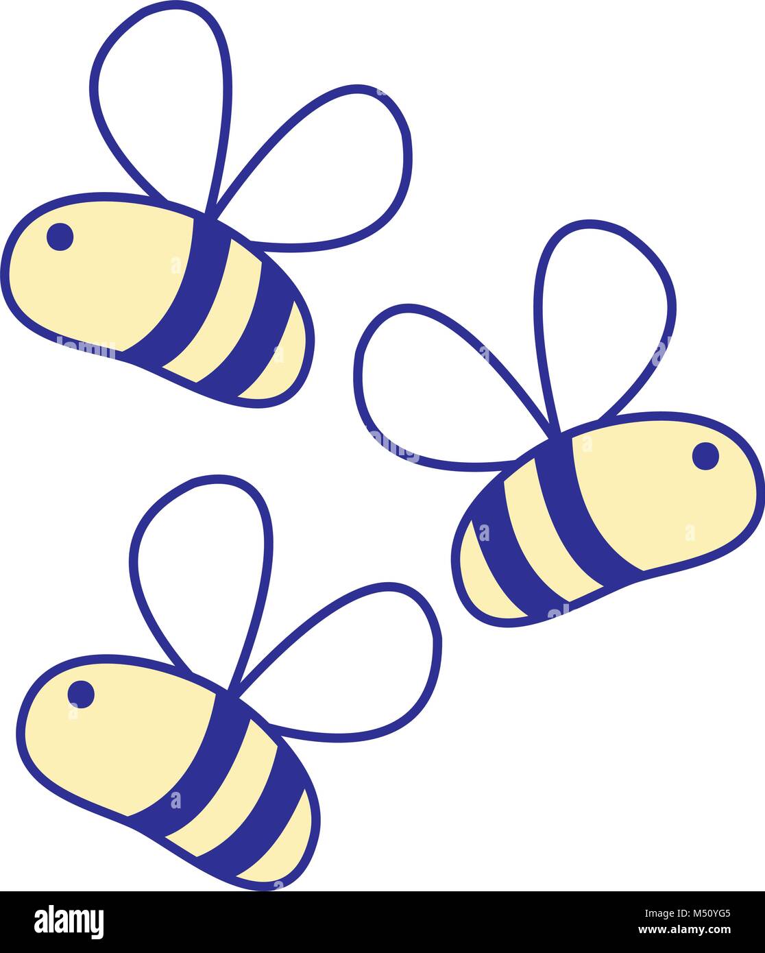full color cute bees insect animal flying Stock Vector Image & Art - Alamy