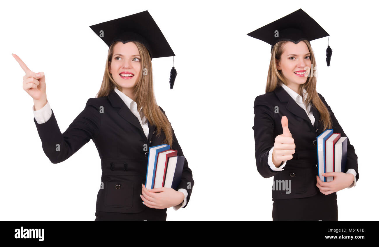 Young graduate isolated on white Stock Photo - Alamy