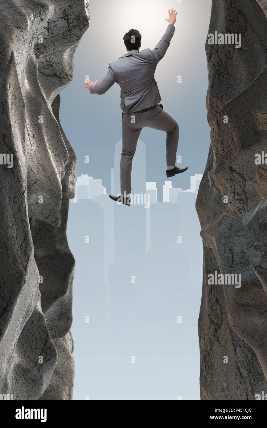 Businessman overcoming challenges in business concept Stock Photo - Alamy