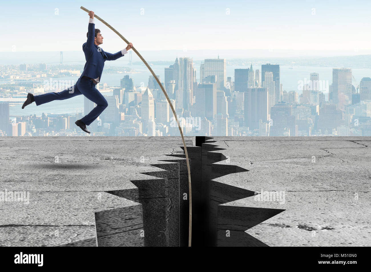 Businessman pole vaulting over hi-res stock photography and images - Alamy