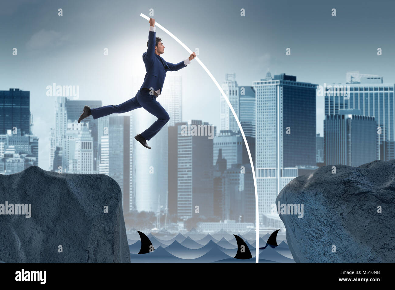 Businessman pole vaulting over hi-res stock photography and images - Alamy