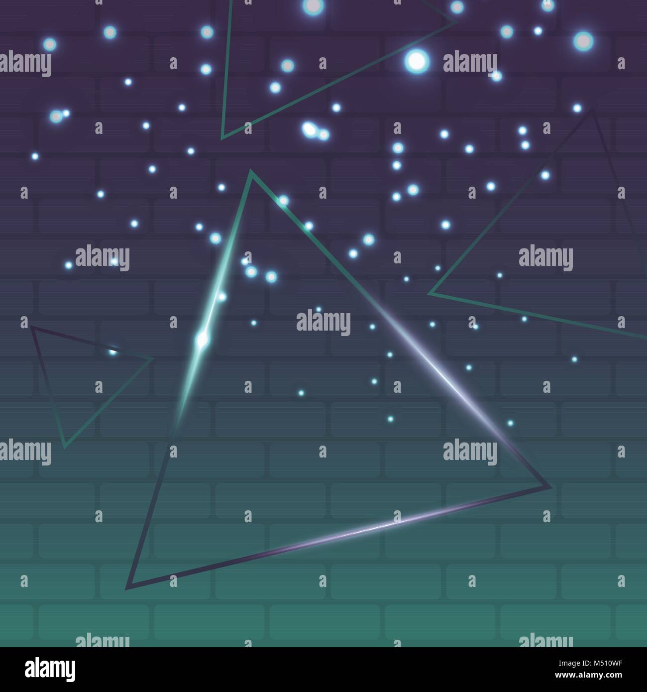 Abstract shining triangle on green and purple background. Vector ...