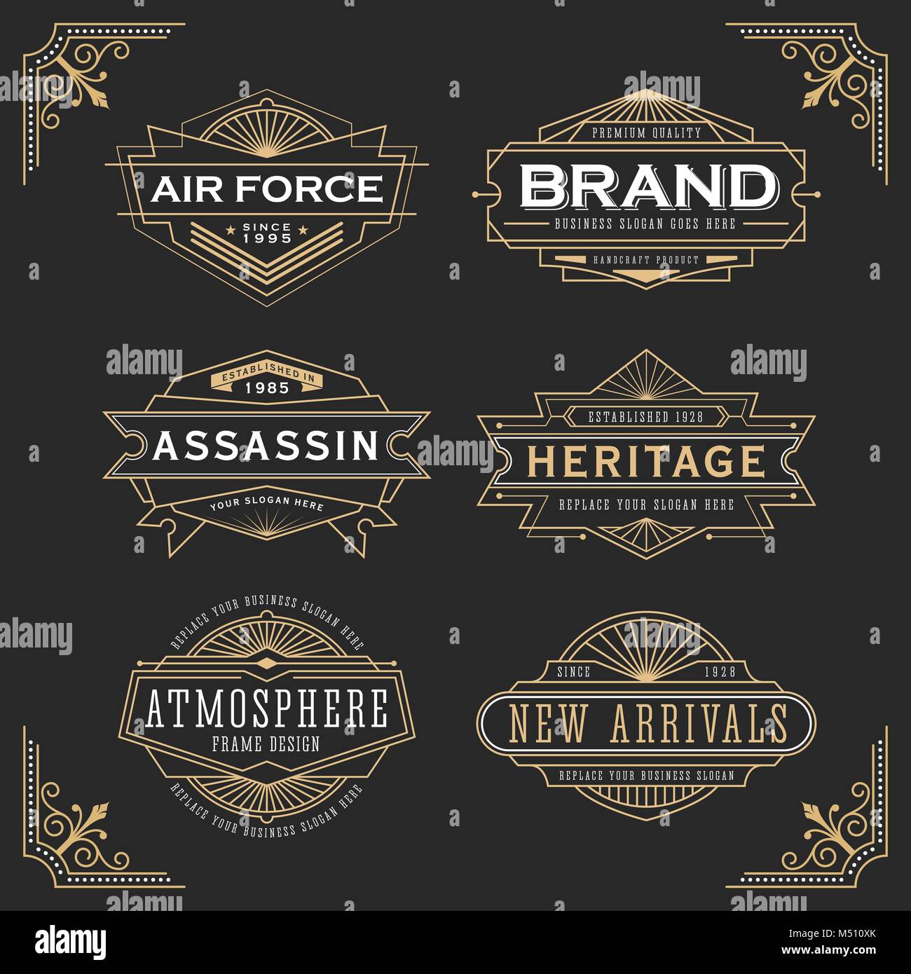 Vintage line frame design for labels, banner, logo, emblem, apparel, t ...