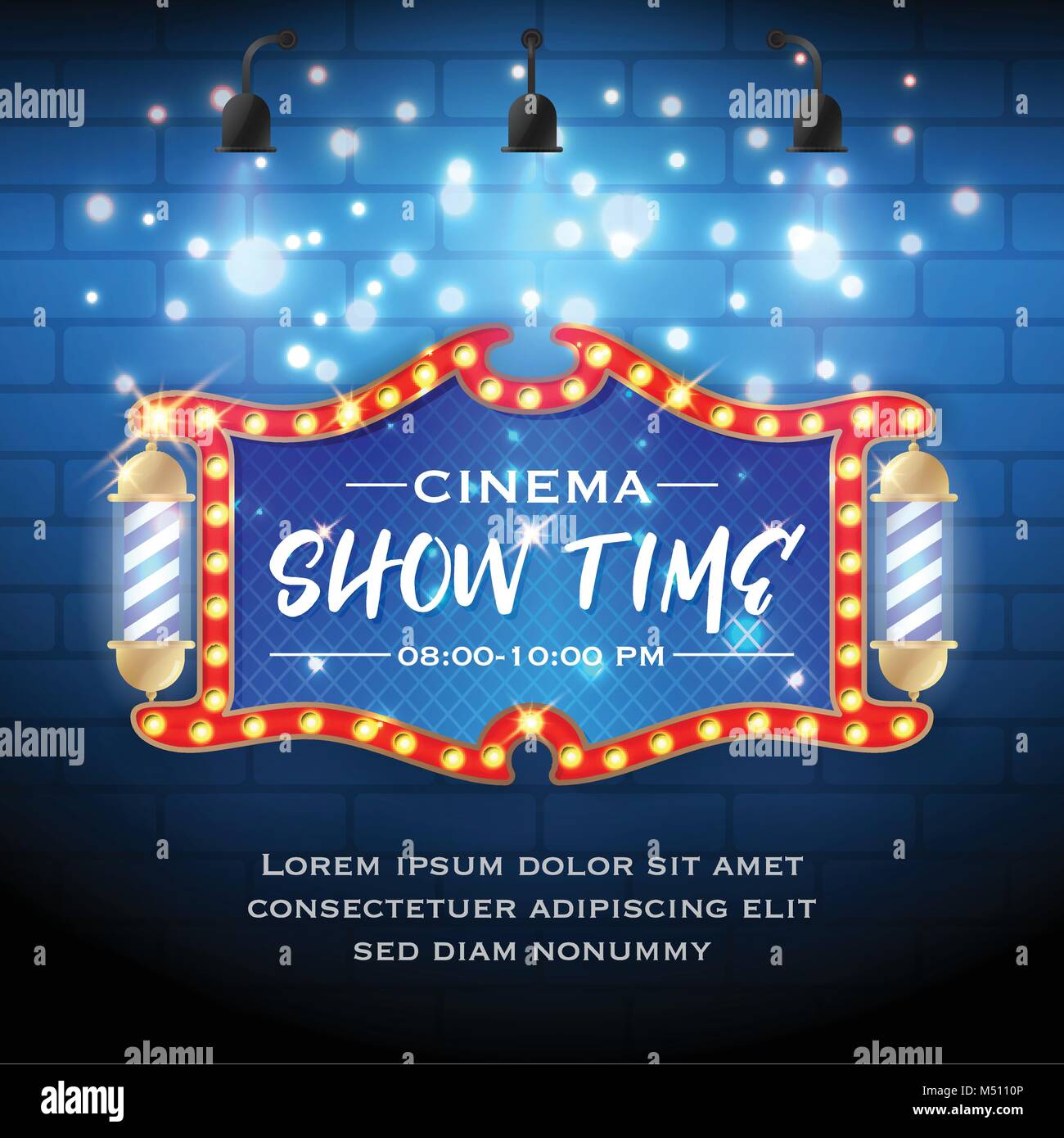 Realistic light bulbs frame banner with shining decoration. Vector ...