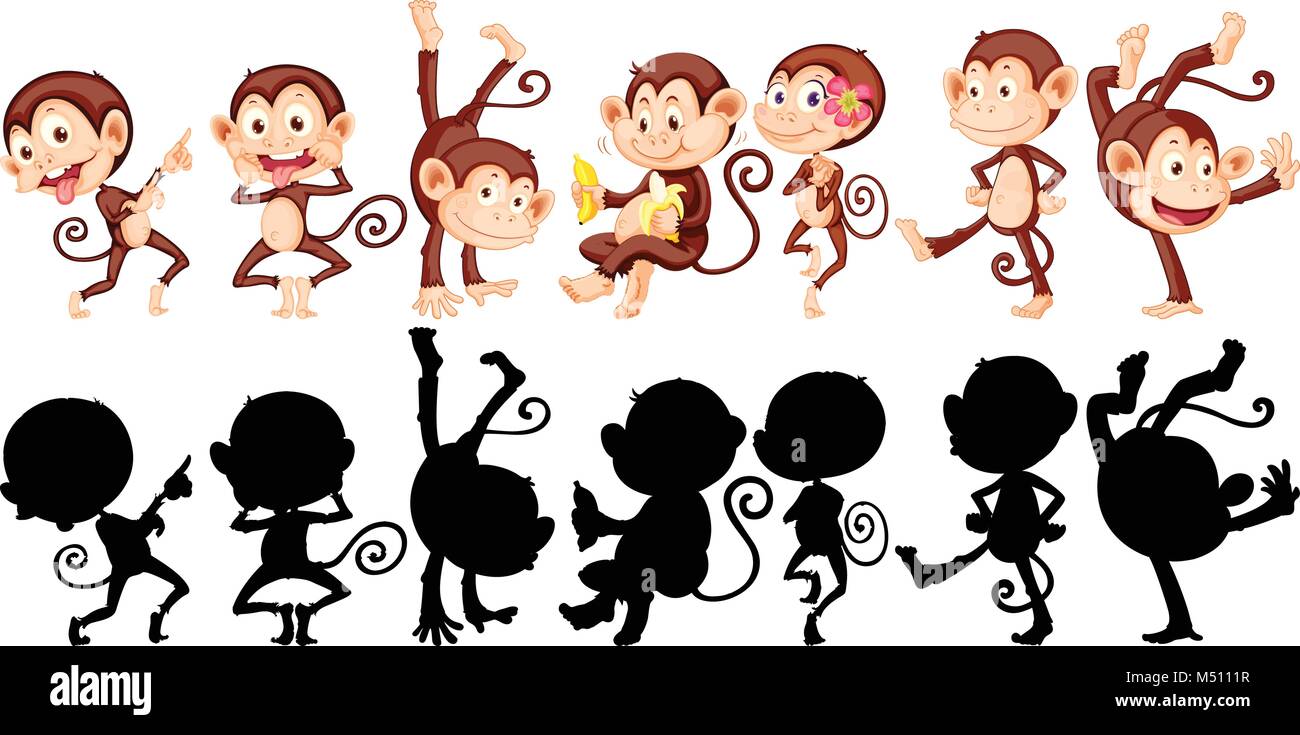 Monkeys in many actions illustration Stock Vector Image & Art - Alamy