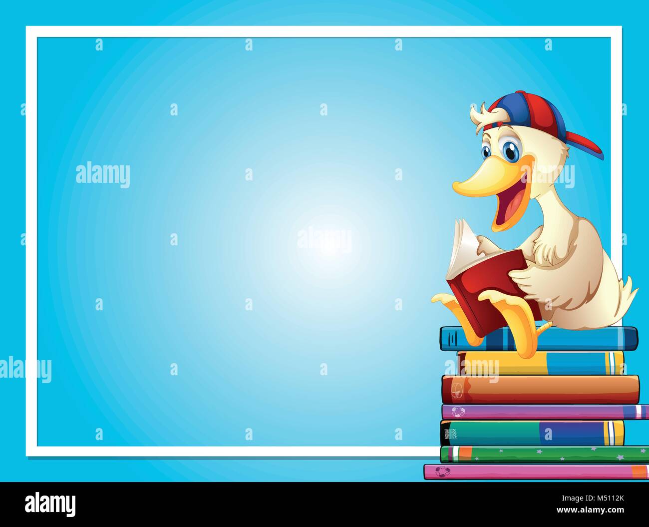 Frame template with duck reading book illustration Stock Vector Image ...