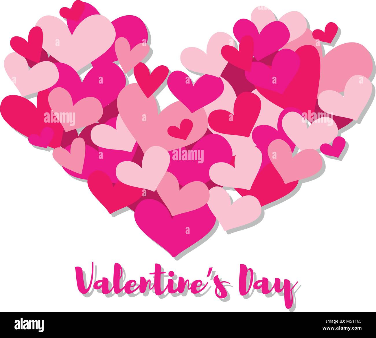 Valentine card template with pink hearts illustration Stock Vector ...