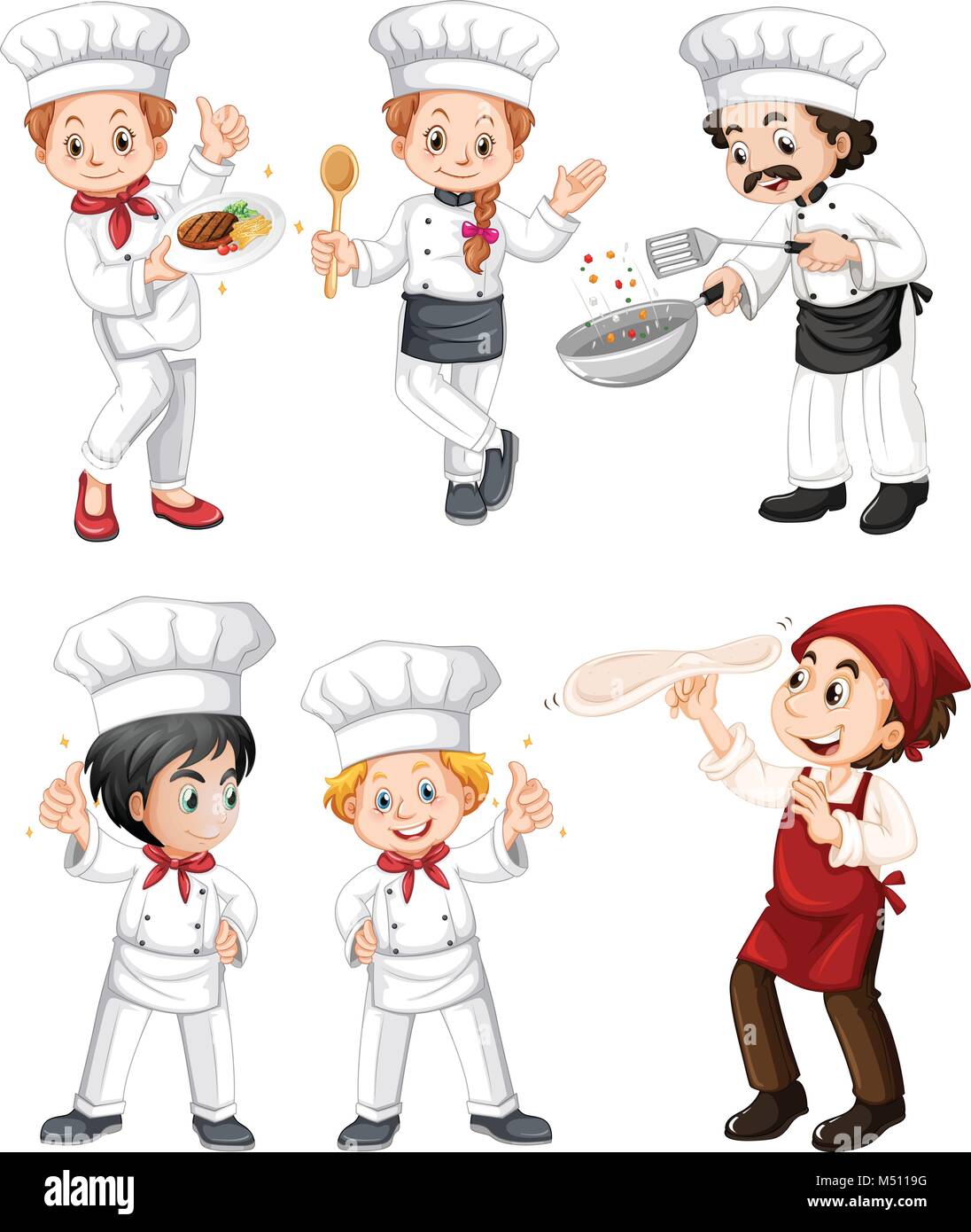 Six different chef and bakers illustration Stock Vector Image & Art - Alamy