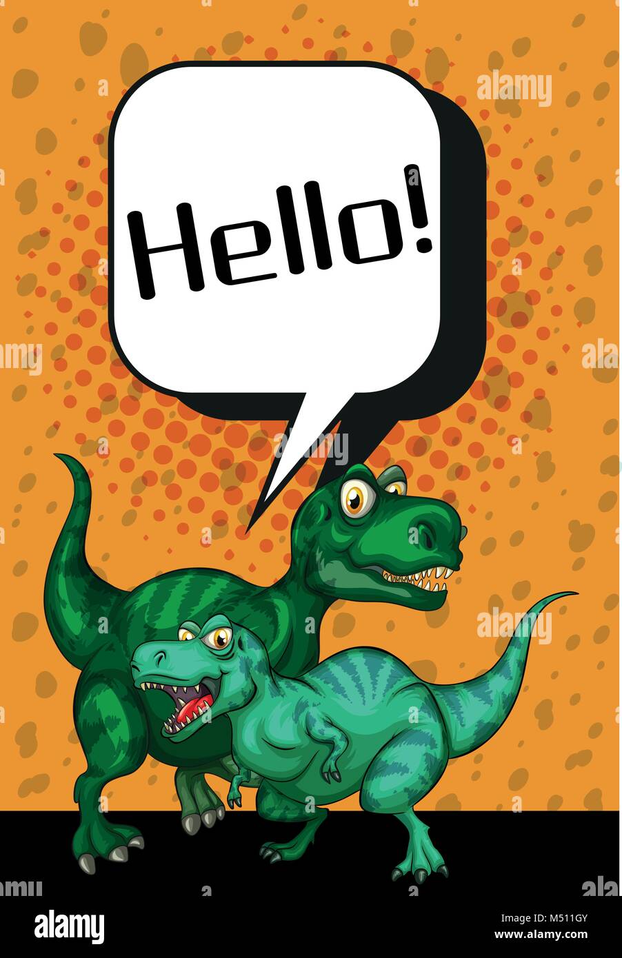 Two T-Rex saying hello on poster illustration Stock Vector Image & Art ...