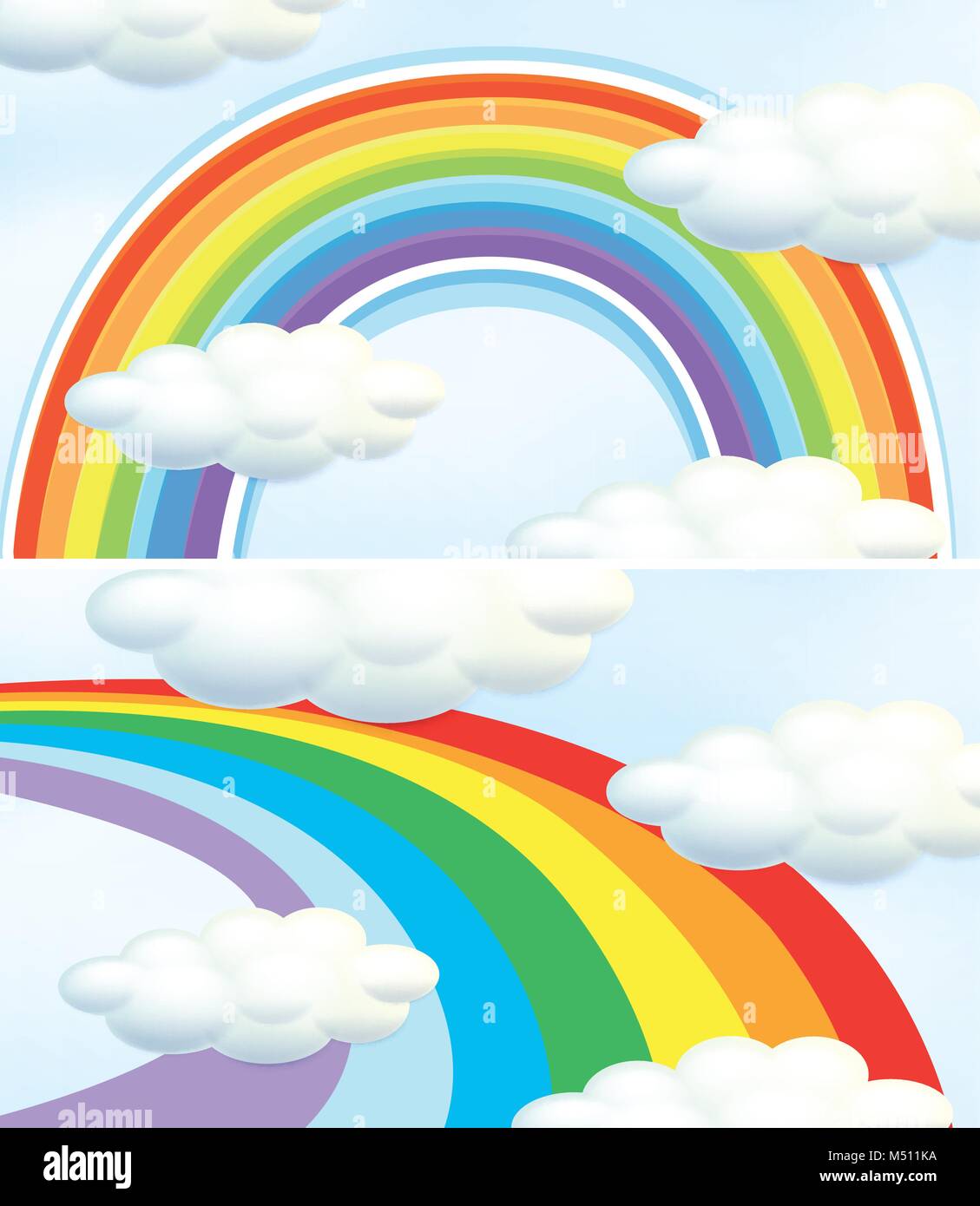 Rainbow in blue sky illustration Stock Vector Image & Art - Alamy