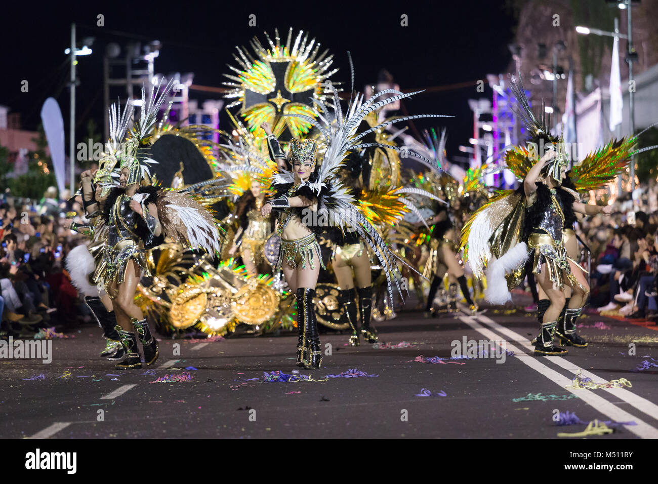 FUNCHAL, PORTUGAL - FEBRUARY 9, 2018: Participants of the Madeira ...