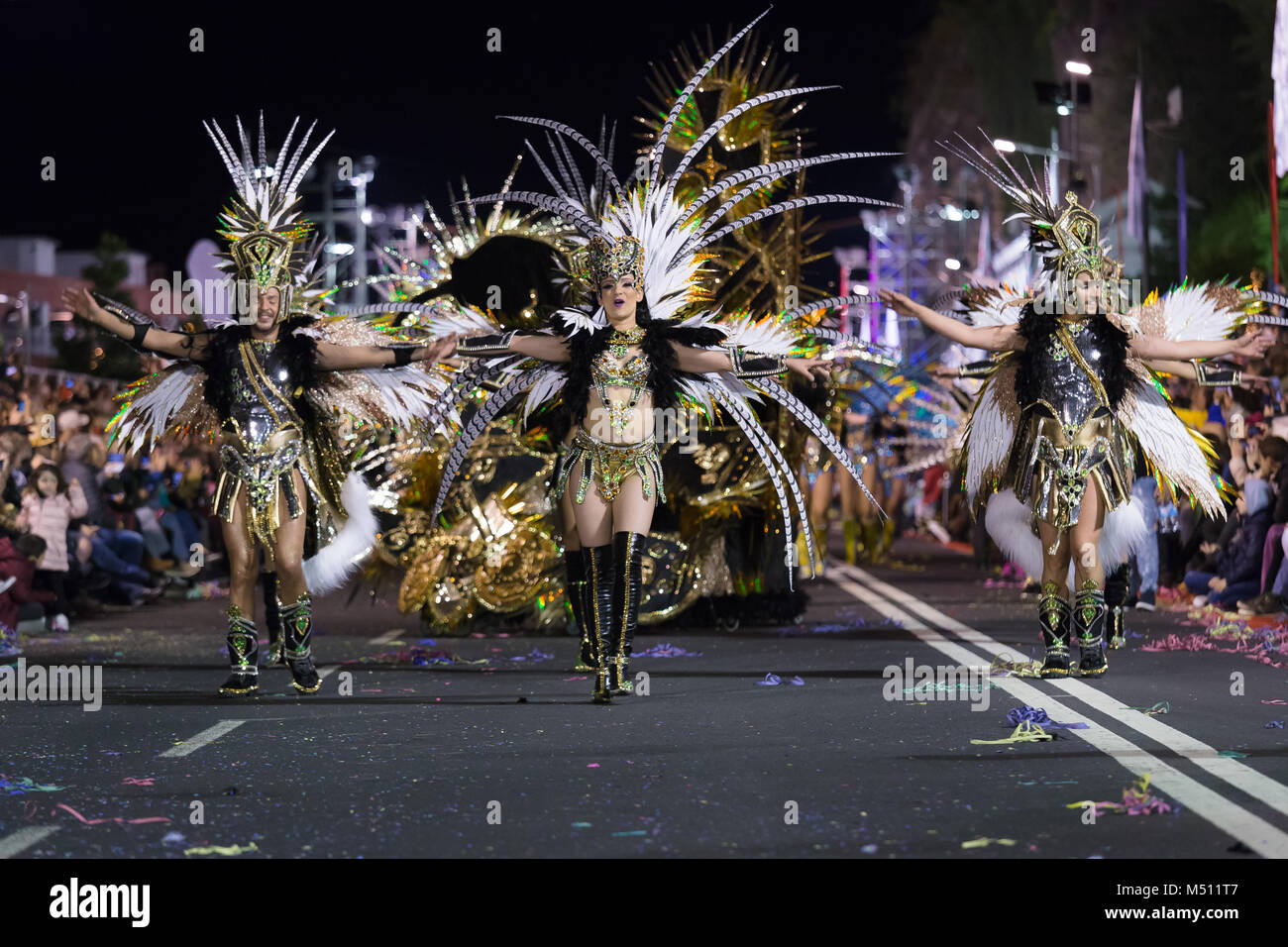 FUNCHAL, PORTUGAL - FEBRUARY 9, 2018: Participants of the Madeira ...