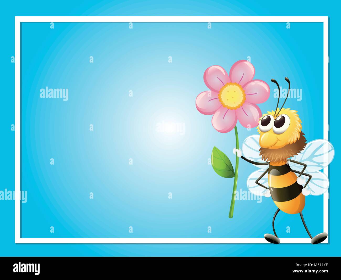 Frame template with bee and flower illustration Stock Vector Image ...