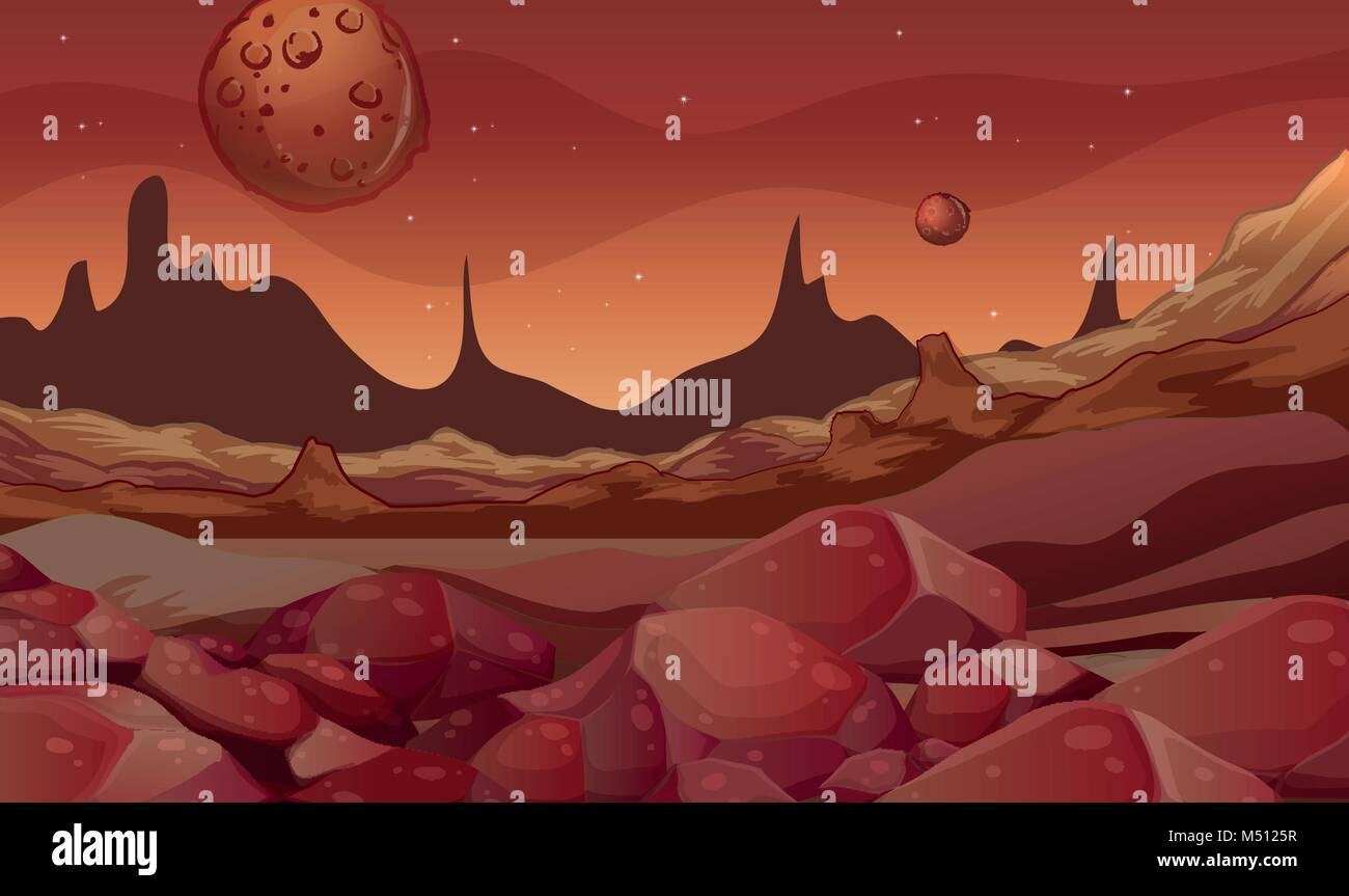 Background scene with red planet illustration Stock Vector Image & Art ...