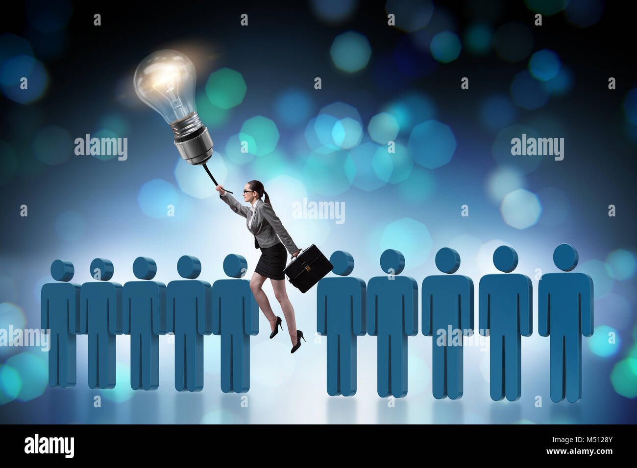 Businesswoman in career promotion concept Stock Photo - Alamy