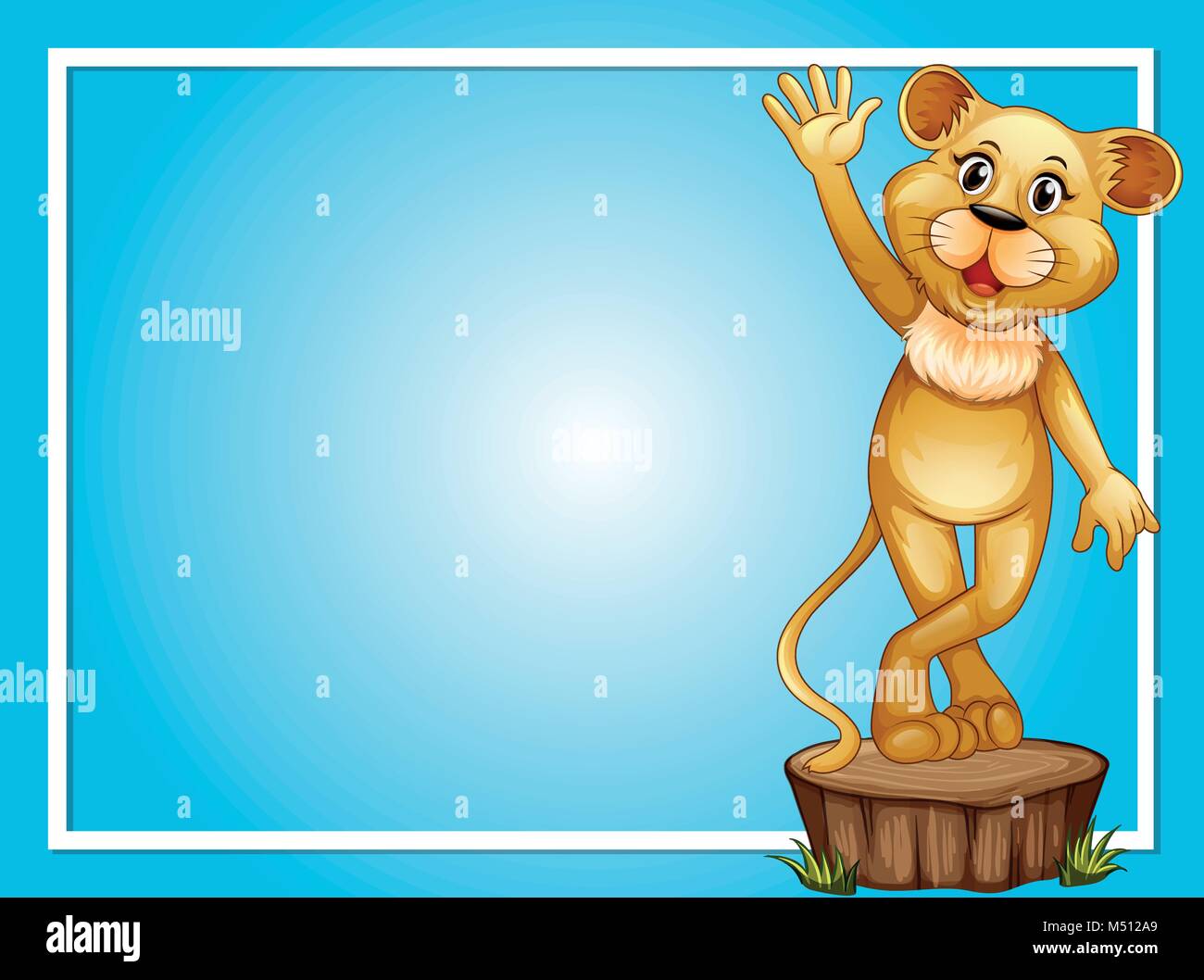 Border template with cute tiger cub illustration Stock Vector Image ...