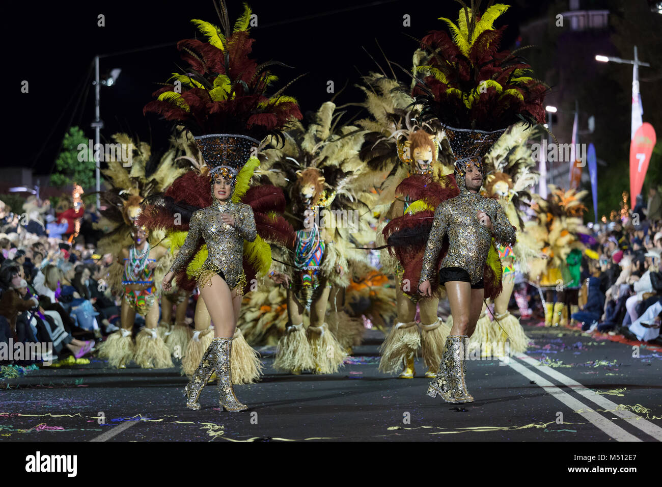 FUNCHAL, PORTUGAL - FEBRUARY 9, 2018: Participants of the Madeira ...