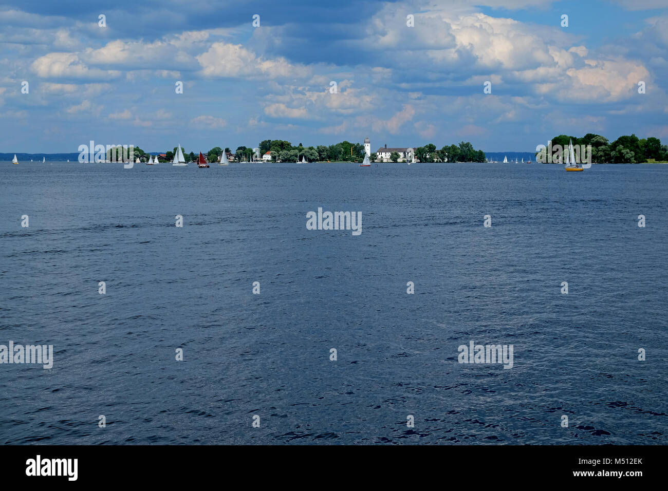 Lake Chiemsee with Fraueninsel Island, Bavaria, Germany Stock Photo - Alamy