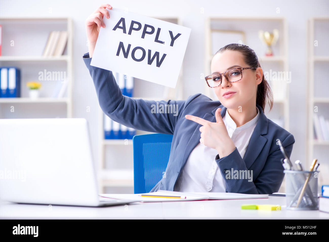 Businesswoman hiring new employees in office Stock Photo - Alamy