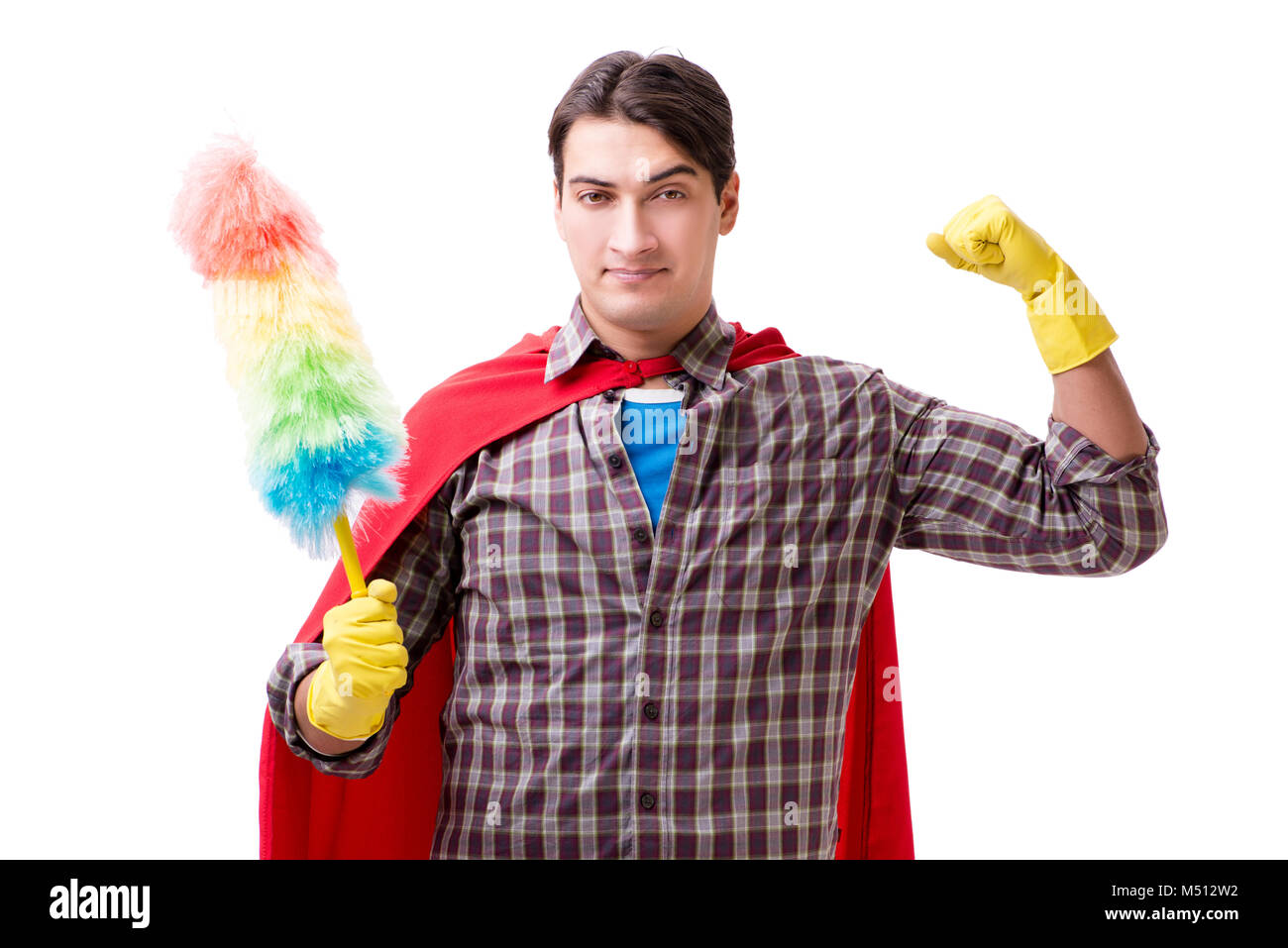 Super hero cleaner isolated on white Stock Photo - Alamy