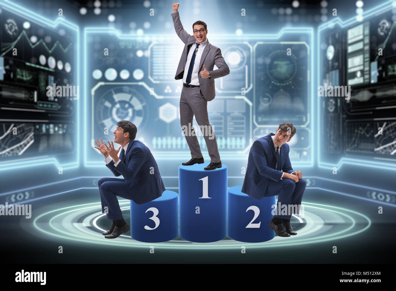Businessman winning the first place in competition concept Stock Photo ...