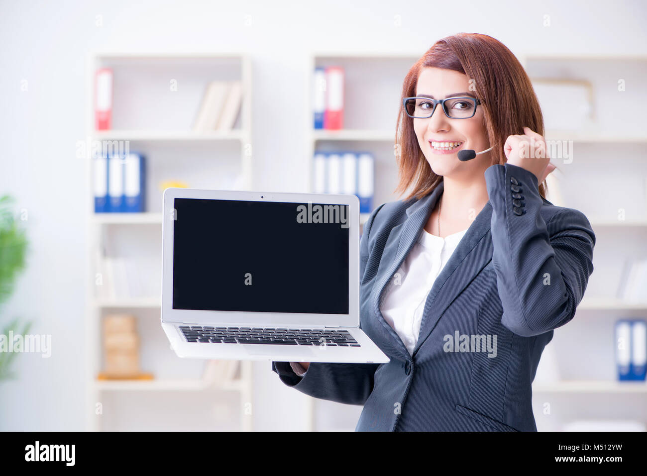 Call center operator working with clients Stock Photo - Alamy