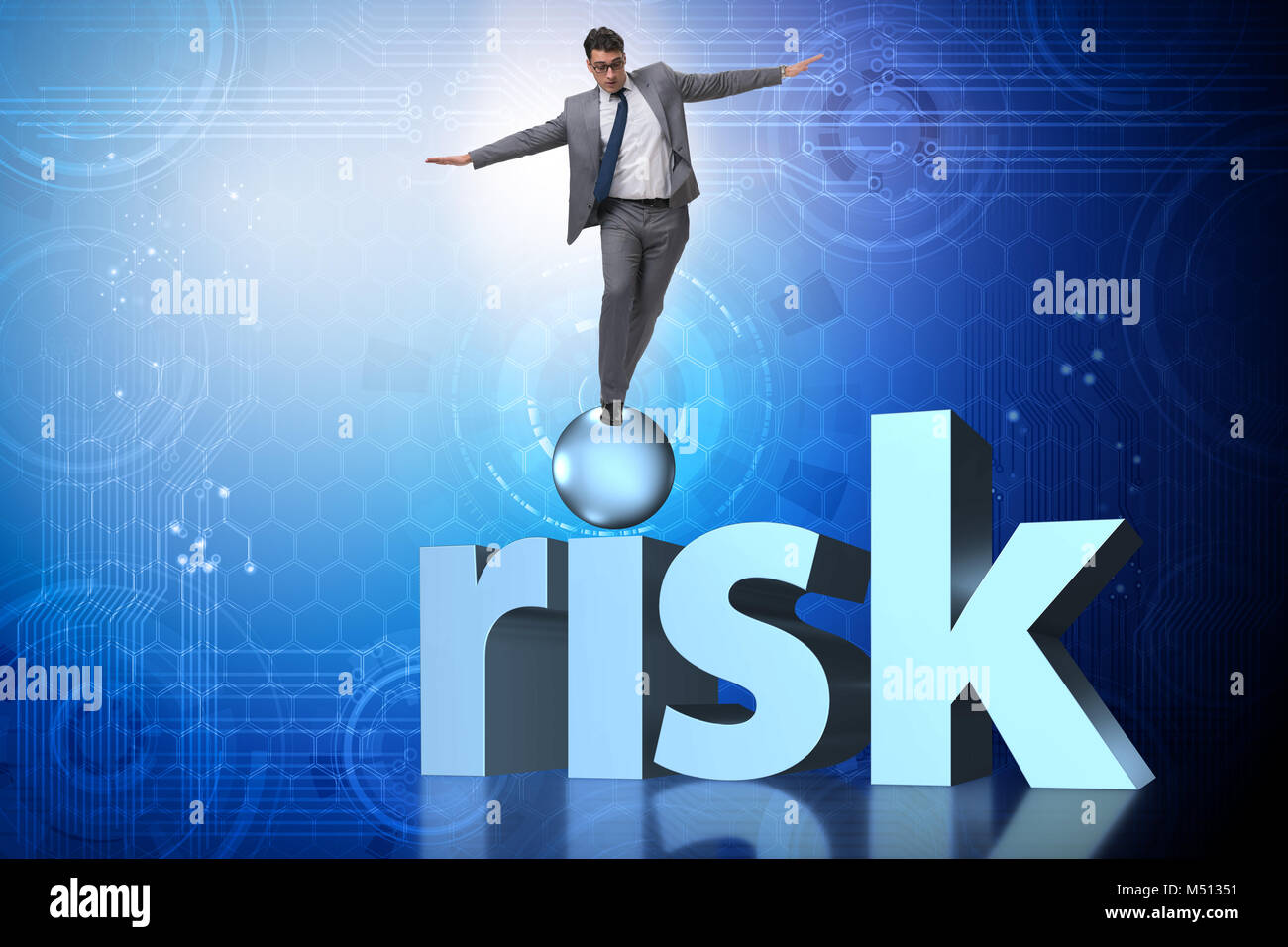 Young businessman in business risk and uncertainty concept Stock Photo ...