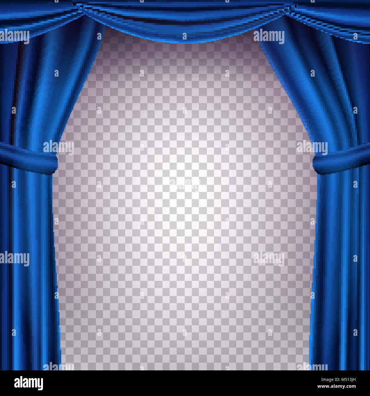 Blue Theater Curtain Vector. Transparent Background. Banner For Concert ...