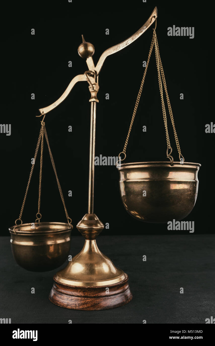 vintage justice scales isolated on black Stock Photo - Alamy