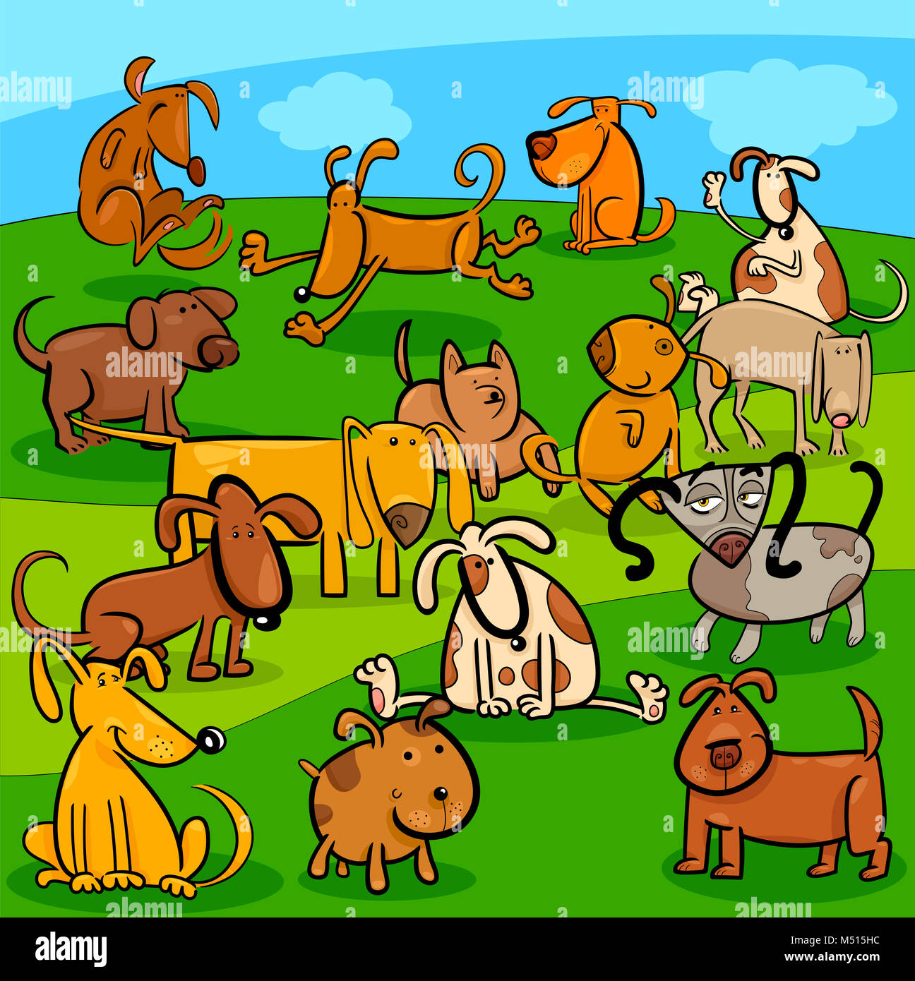 comics dogs cartoon characters group Stock Photo - Alamy