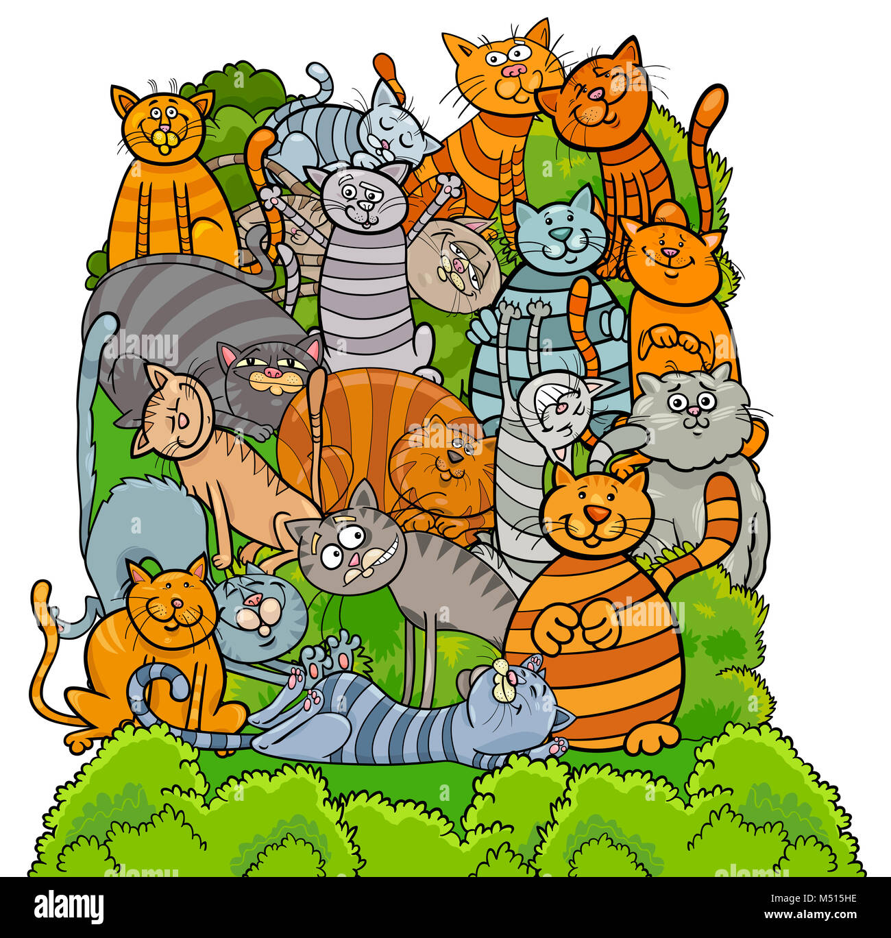 cat characters group cartoon illustration Stock Photo - Alamy