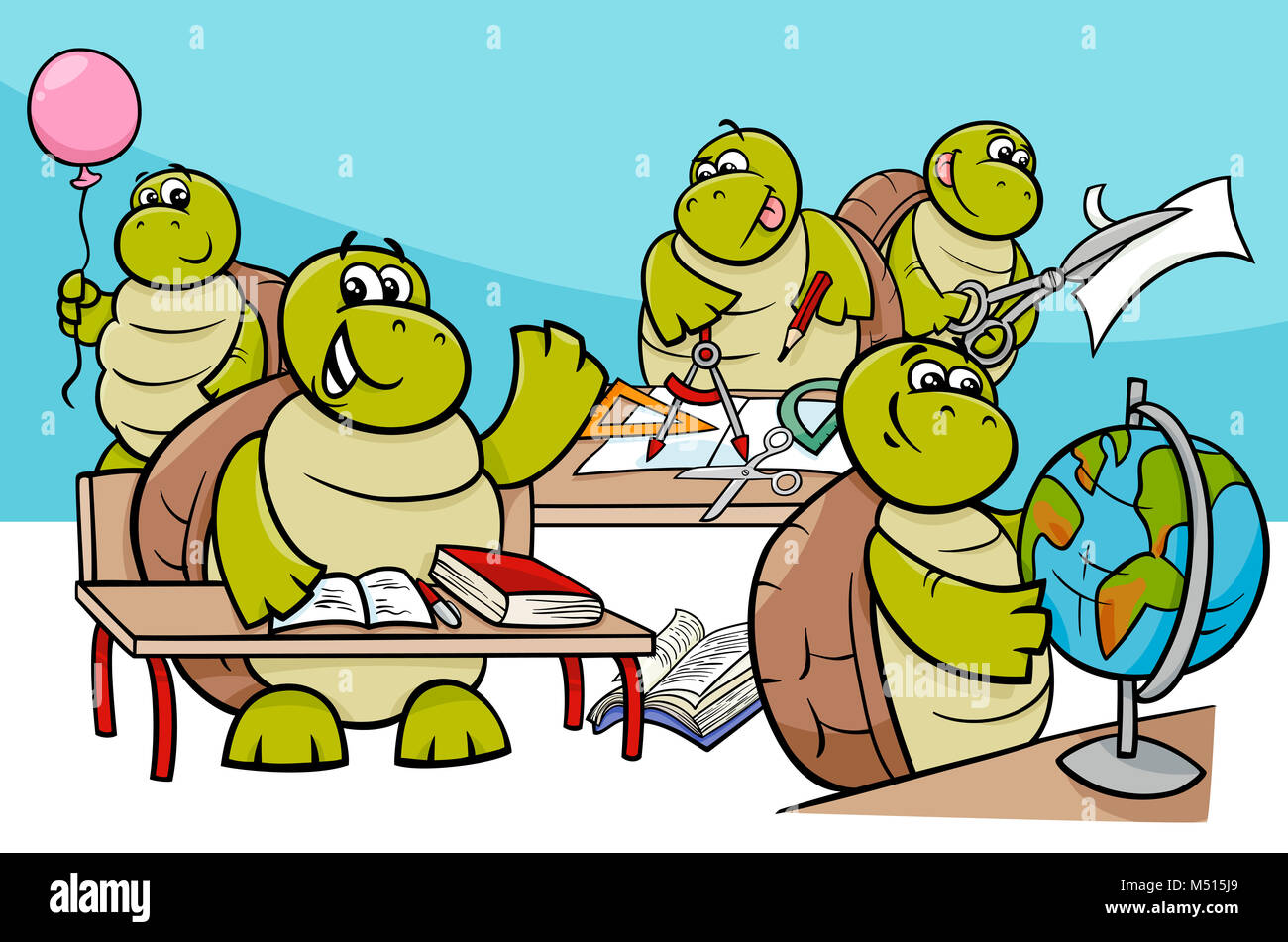 turtle pupils cartoon characters group Stock Photo - Alamy