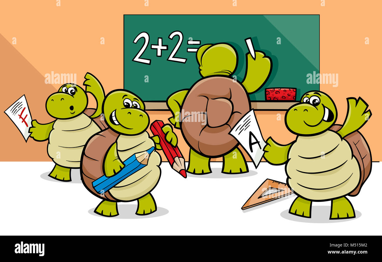 turtle cartoon characters in classroom Stock Photo - Alamy