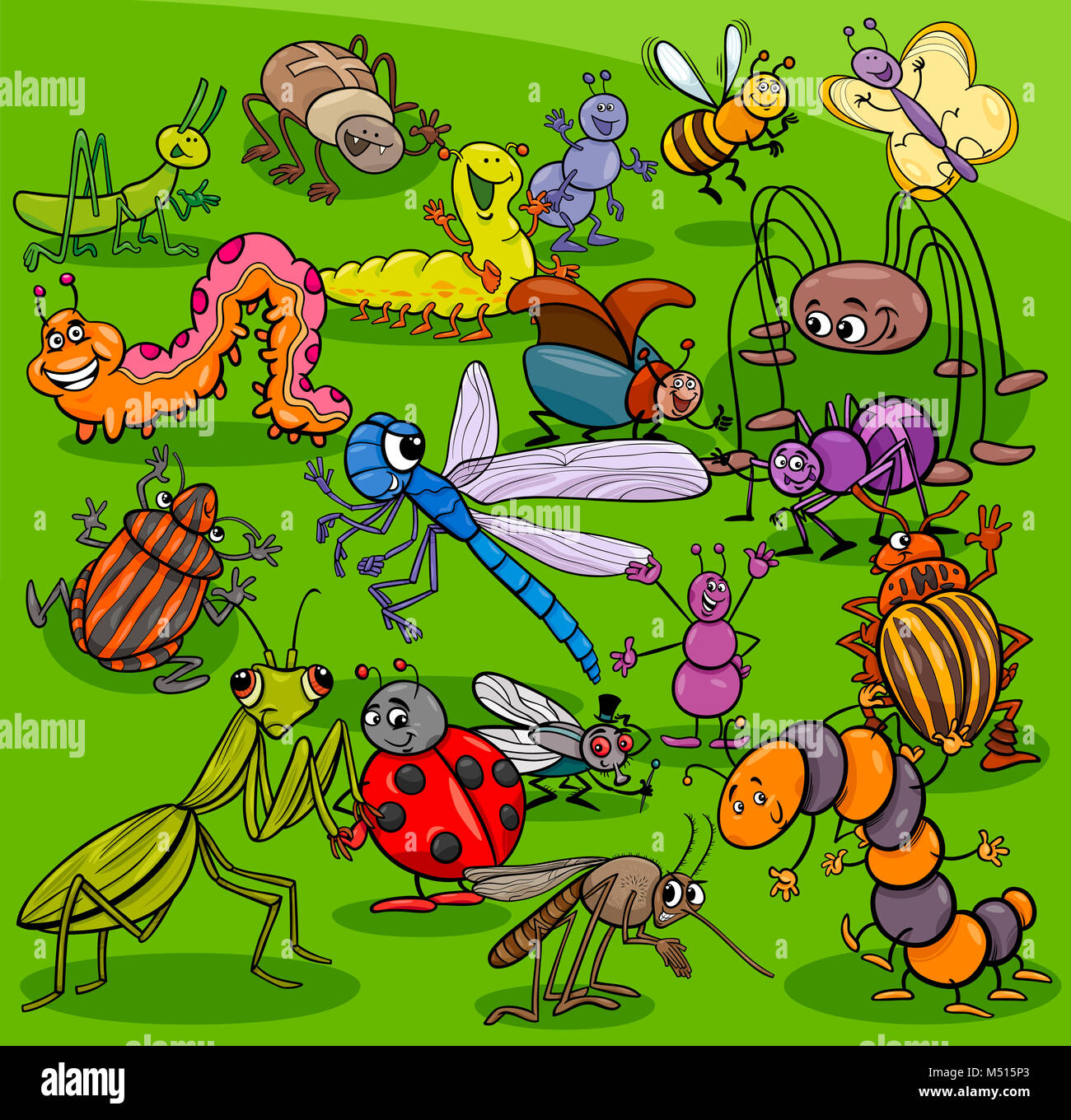 cartoon insects animal characters group Stock Photo - Alamy