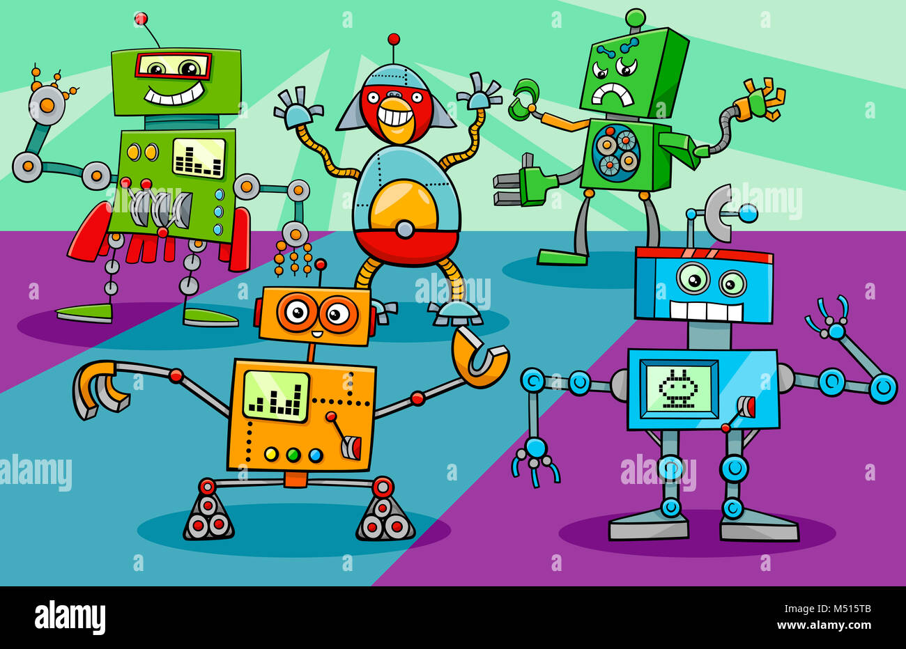 dancing robot characters group cartoon Stock Photo - Alamy