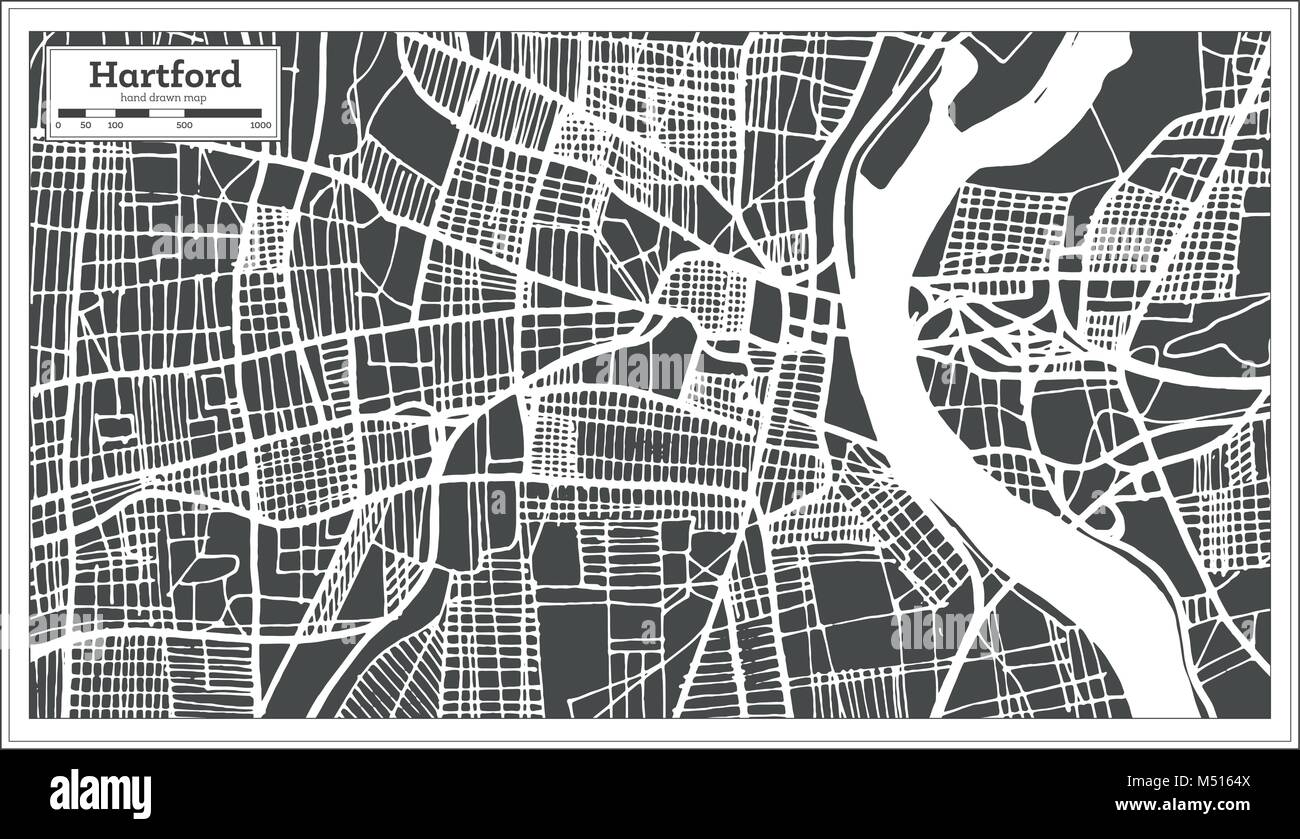 Hartford USA City Map in Retro Style. Outline Map. Vector Illustration ...