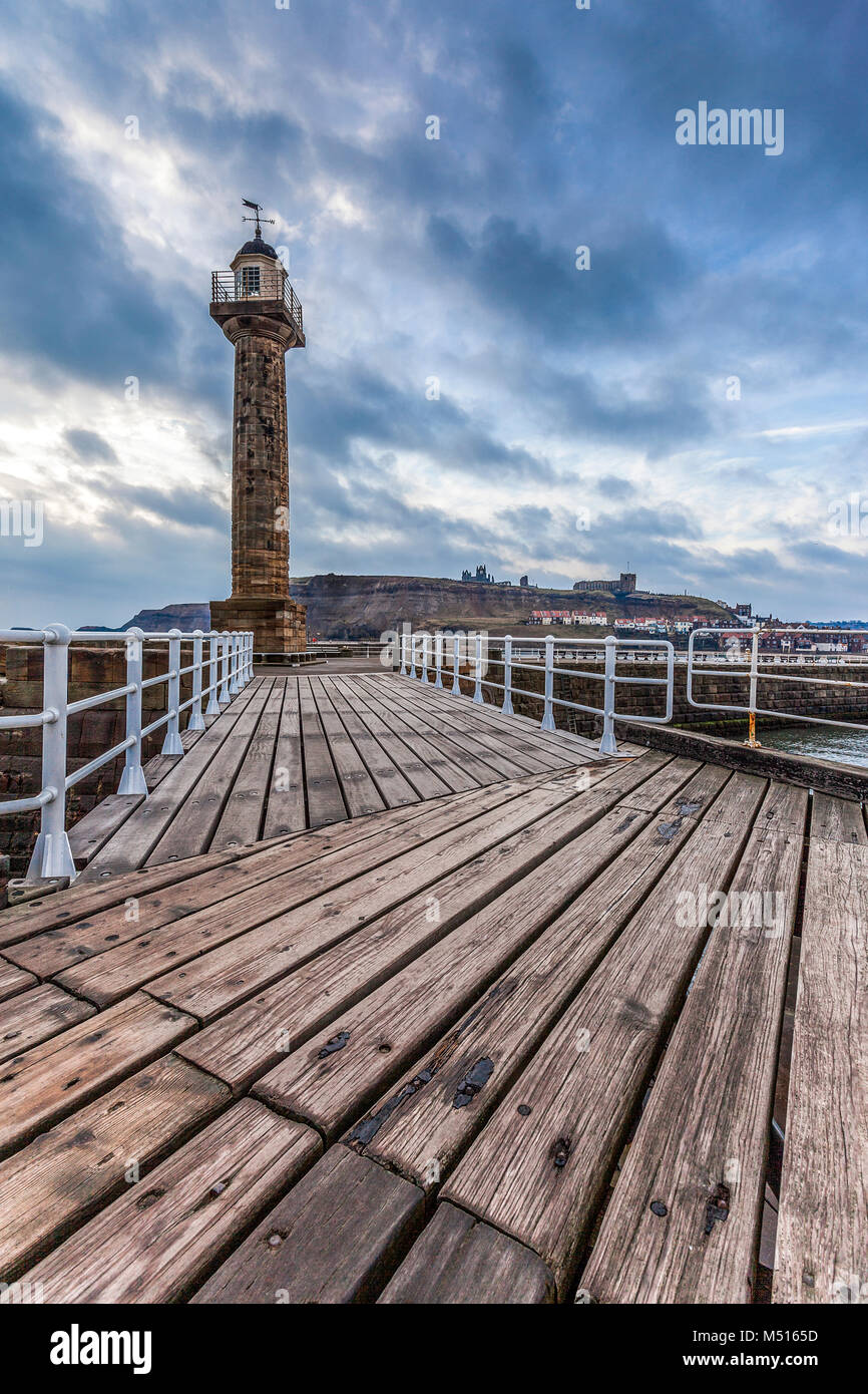 Whitby Lighthouse Stormy High Resolution Stock Photography and Images ...