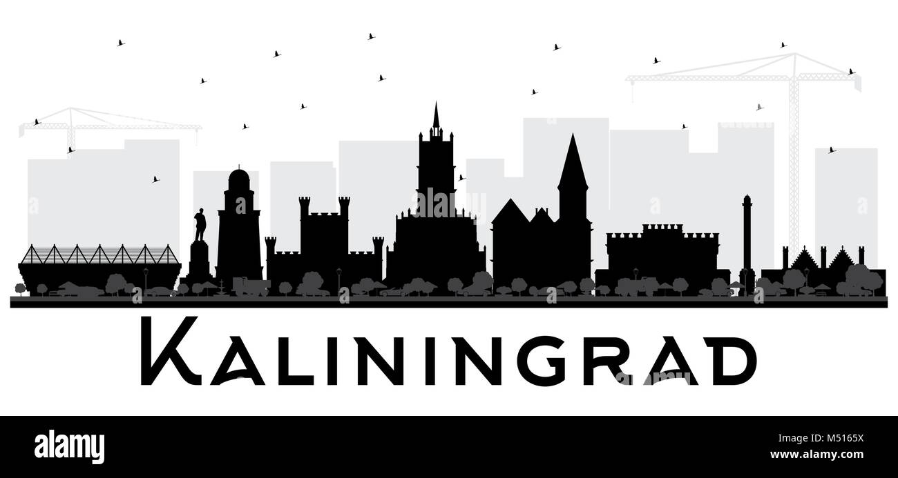 Kaliningrad Russia City Skyline Silhouette with Black Buildings. Vector ...