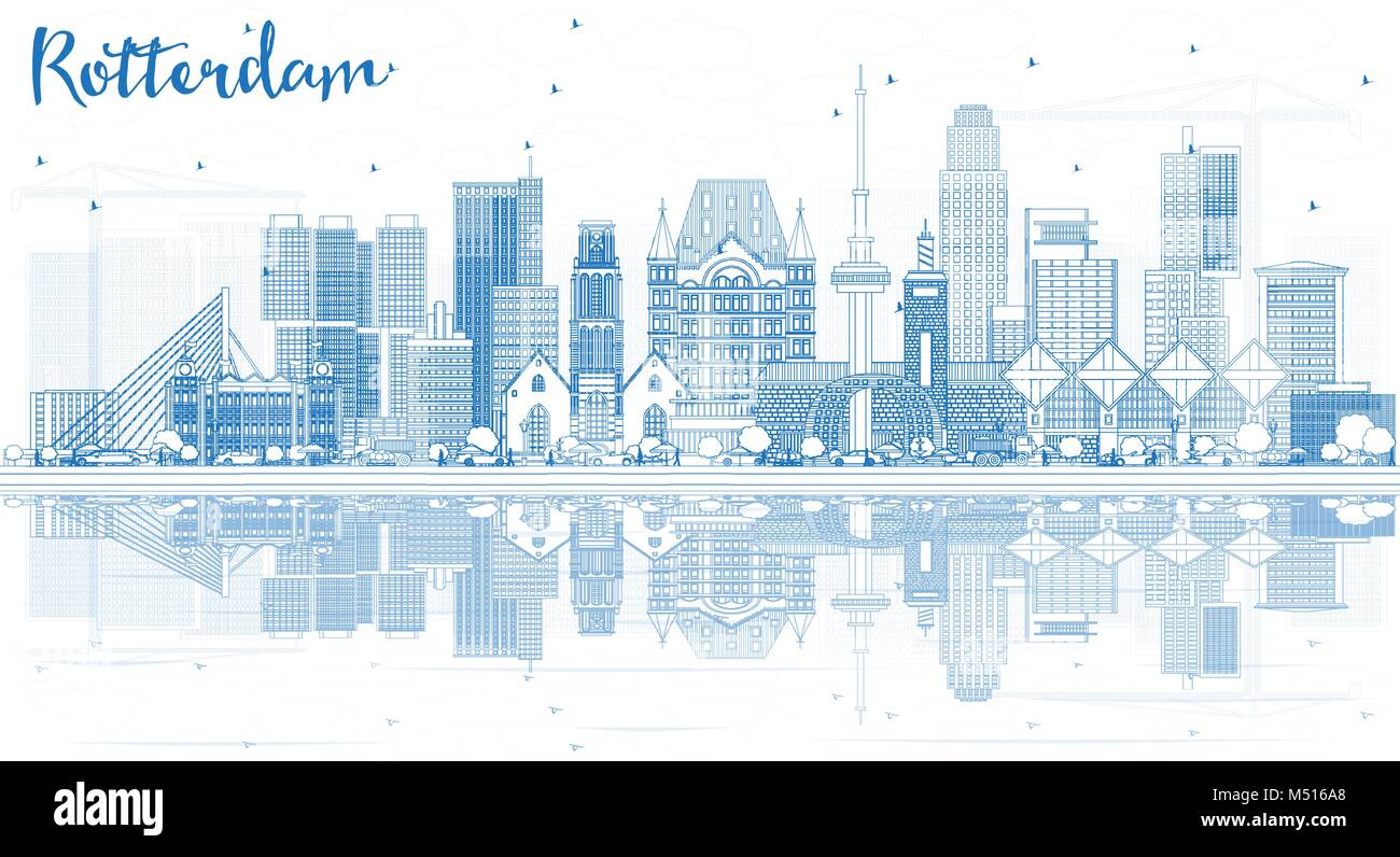 Rotterdam city skyline illustration hi-res stock photography and images ...