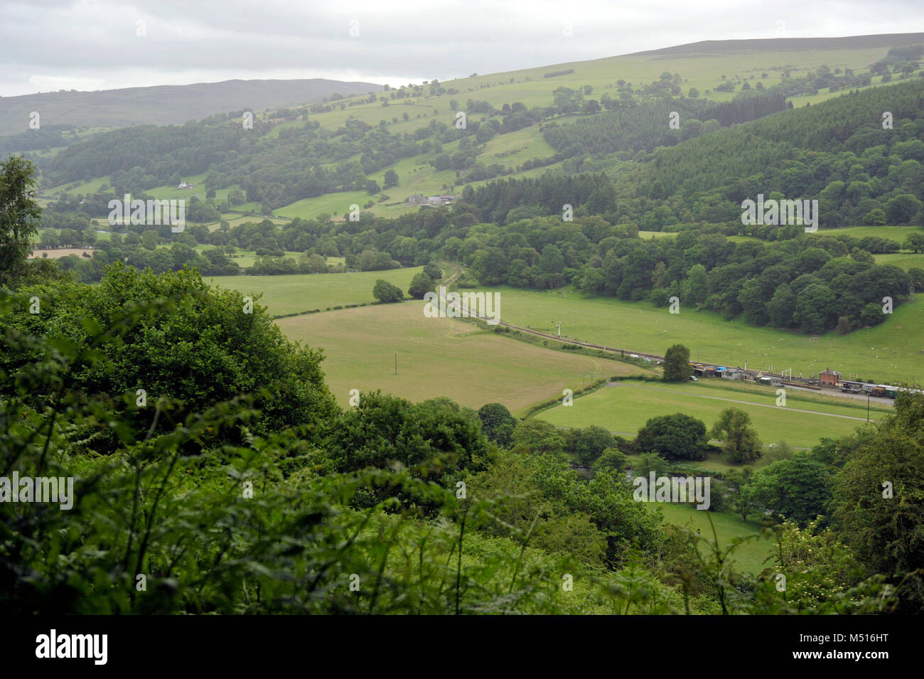 The Dee Valley landscape with the Llangollen rialway near Carrog ...