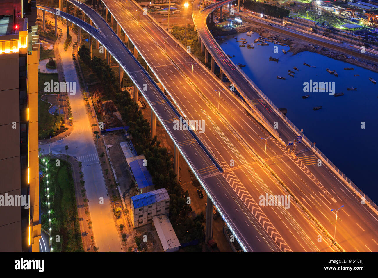 Xiamen Xinglin Bridge At Night, China Stock Photo - Alamy