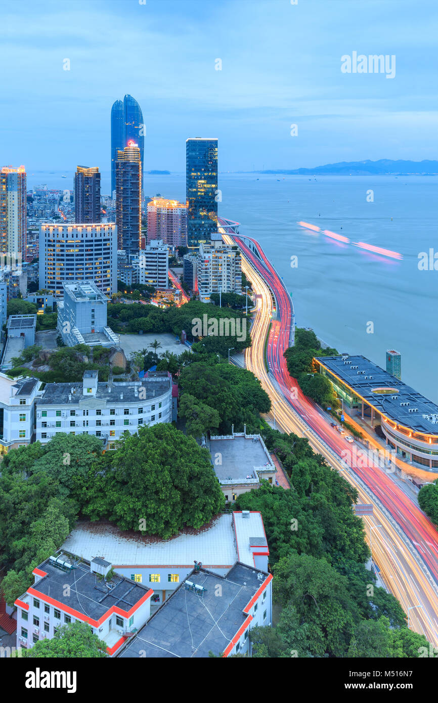 Xiamen Gulangyu Island And Lujiang Road And Shimao Strait Building ...