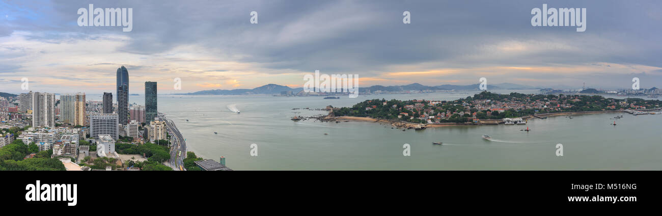 Xiamen Gulangyu Island And Lujiang Road And Shimao Strait Building ...