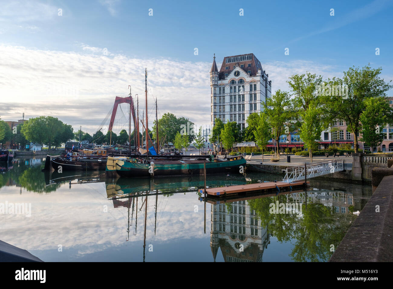 Rotterdam city cityscape skyline with, Oude Haven, Netherlands Stock ...
