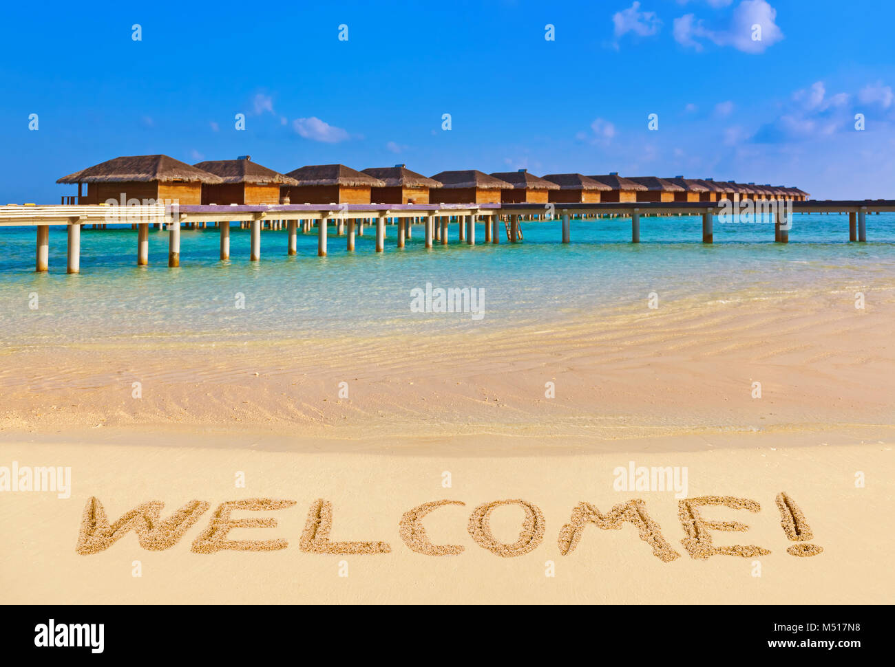 Word Welcome on beach Stock Photo - Alamy