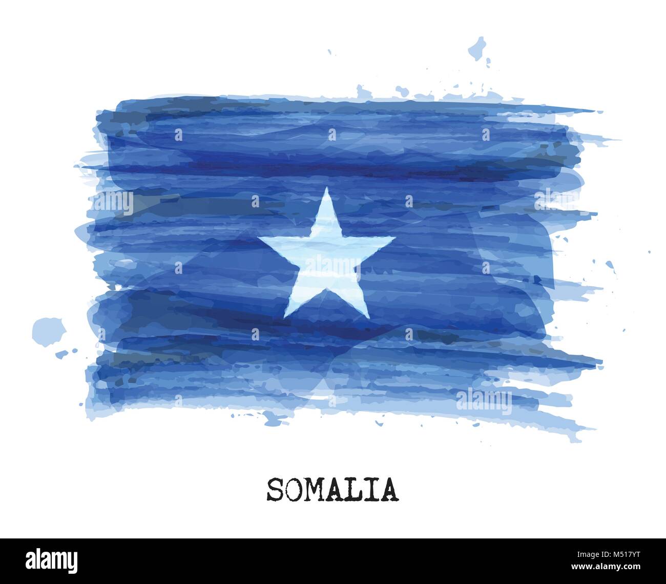 Watercolor painting design flag of Somalia . Vector Stock Vector Image ...