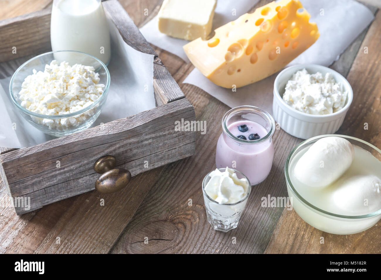 Assortment of dairy products Stock Photo - Alamy