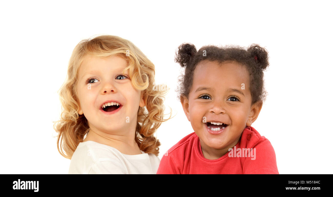 Couple of smiling children isolated on a white background Stock Photo ...
