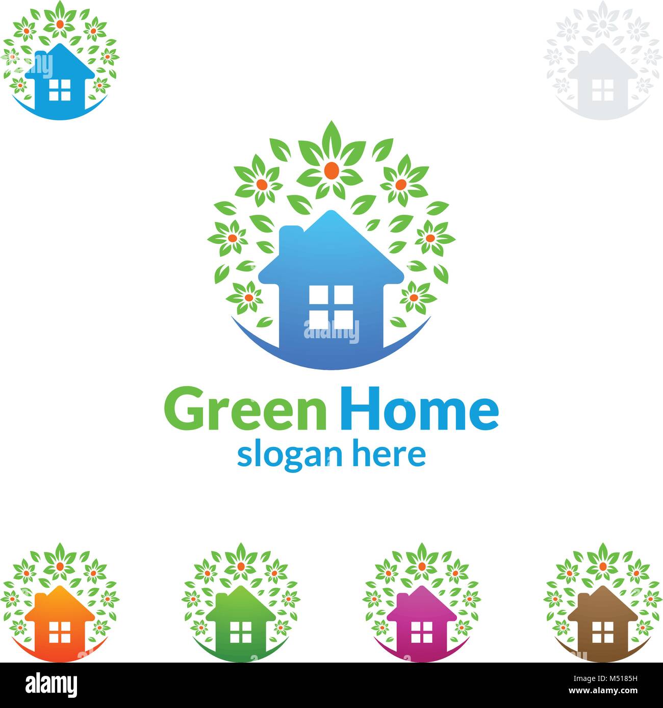 Green Home logo, Real Estate vector logo design with House and ecology ...